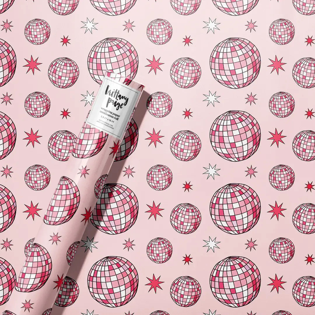 Pink Disco Ball Wrapping Paper | Monday's Child