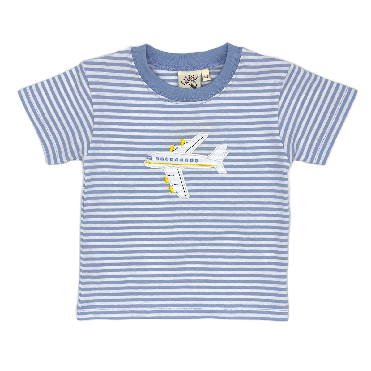 Blue Stripe Airplane Shirt | Monday's Child
