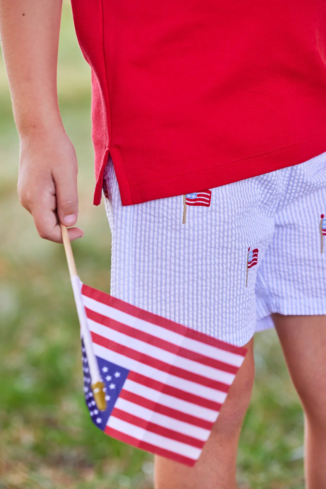 Flags Seersucker Shorts | Monday's Child